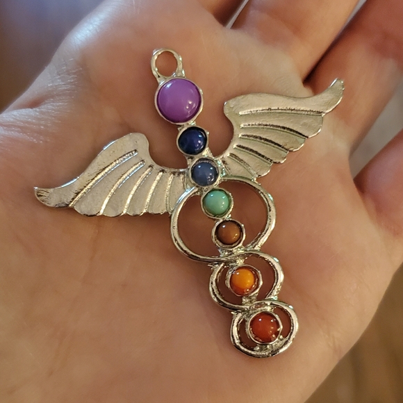 Jewelry | Nwot Chakra Healing Staff Of Hermes Pendant | Poshmark